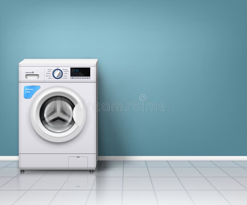 Realistic Washing Machine Background Stock Vector - Illustration of ...