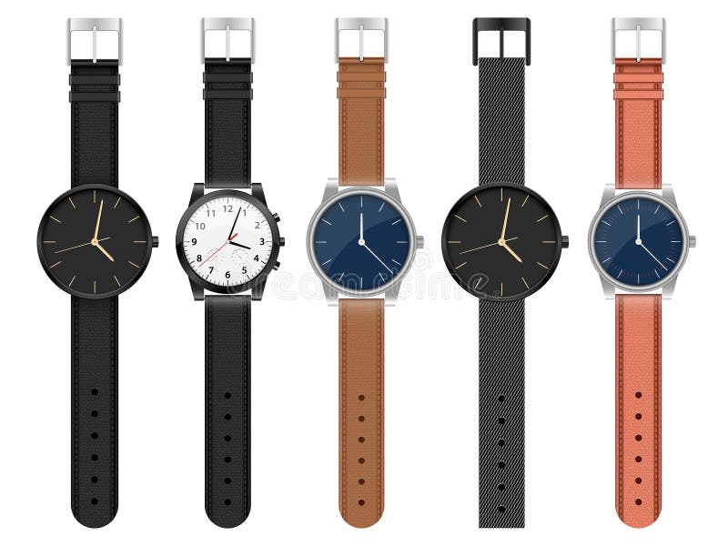 Realistic Watch Set Vector Design Illustration Isolated on White ...
