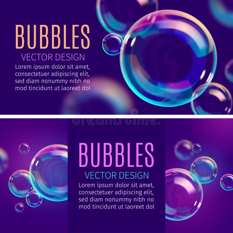 Realistic Water Bubbles Banner Set Stock Illustration - Illustration of ...