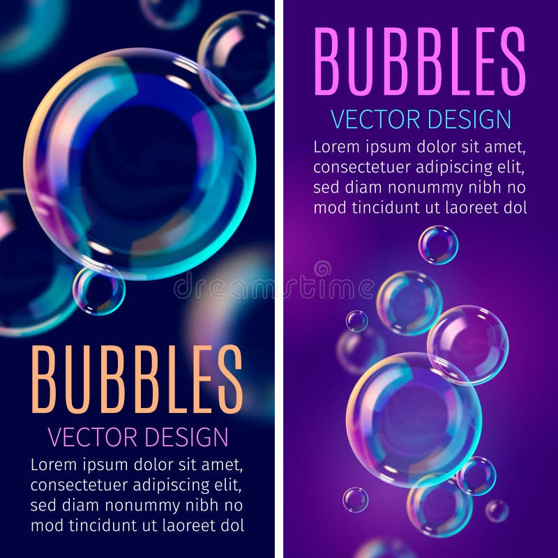 Realistic Water Bubbles Banner Set Stock Illustration - Illustration of ...