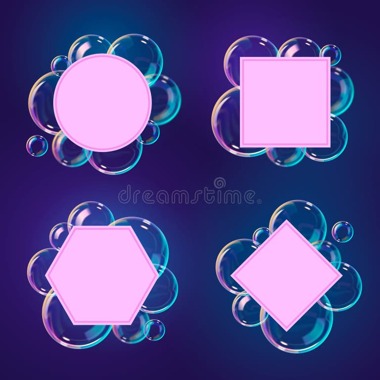 Realistic Water Bubbles Labels Set Stock Illustration - Illustration of ...