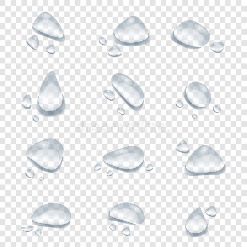 Realistic Water Drop Vectors Isolated On Transparency Background, Clear ...