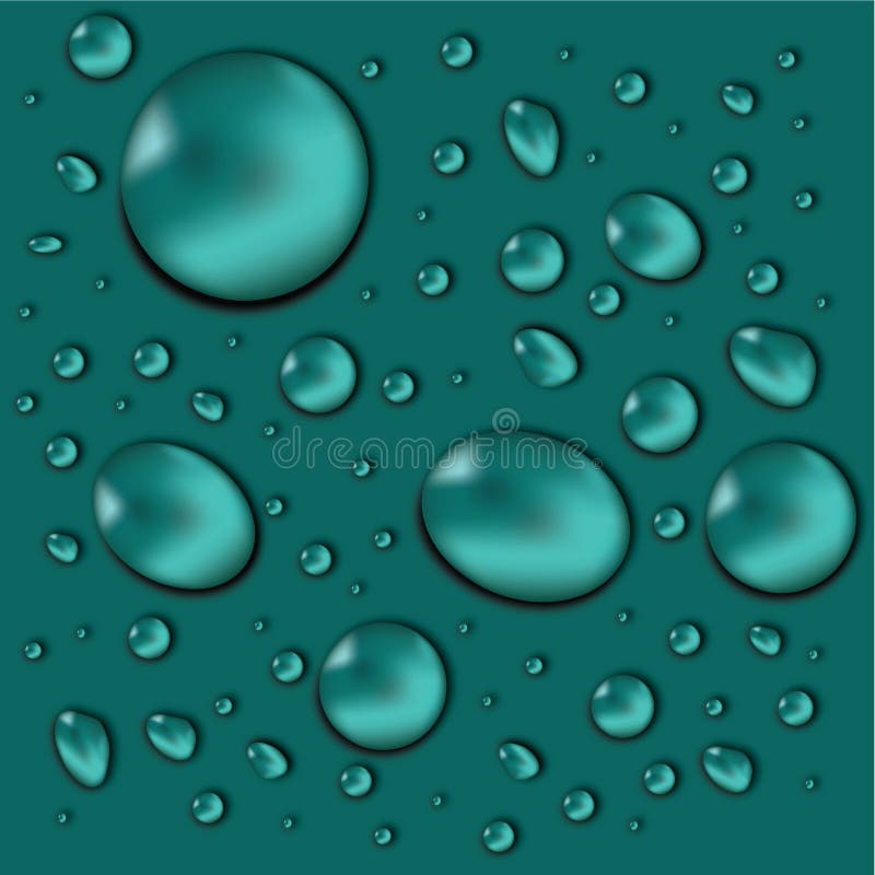 Realistic Water Droplets on a Surface Stock Illustration - Illustration ...