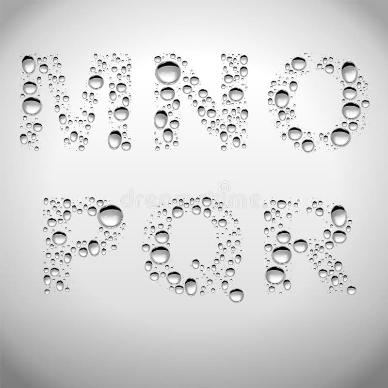 Realistic Water Drops Font from a To F Stock Vector - Illustration of ...