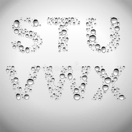 Realistic Water Drops Font from S To X Stock Vector - Illustration of ...