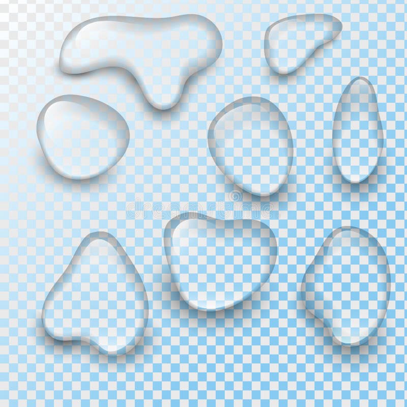 Realistic Water Drops Liquid Transparent Raindrop Splash Vector ...