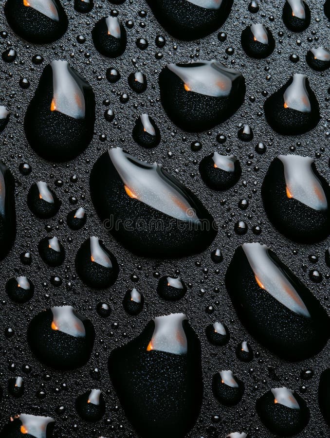 Realistic Water Drops Scattered on Dark Surface Capturing Natures ...