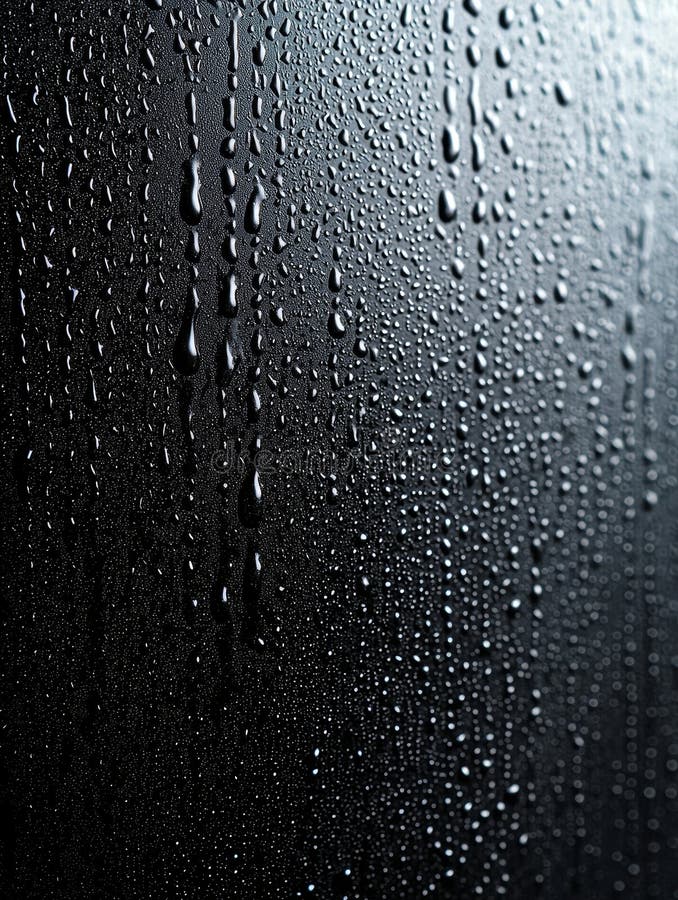 Realistic Water Drops Sliding Down a Dark Surface in a HighQuality ...