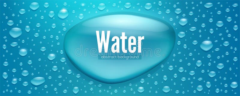 Realistic Water Drops. Template for Water Packaging Label. Three ...