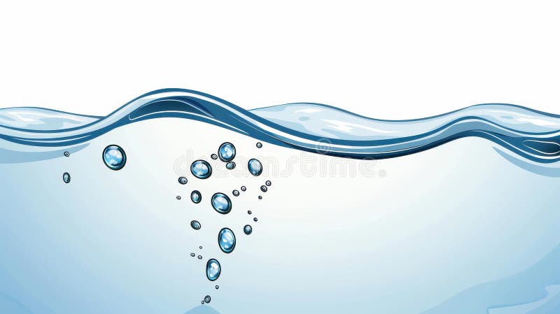 Realistic Water Illustration with Clean Air Bubbles for Graphic Design ...