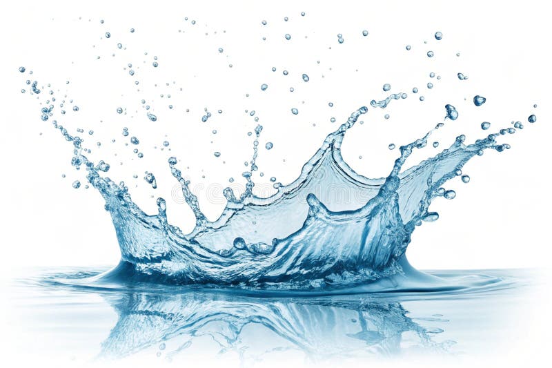 Realistic Water Splashes on White Background. High Quality Water ...