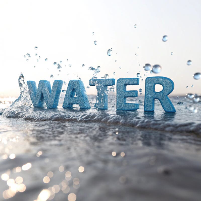 Realistic Water Text with Splash 3D Bubble Font Isolated on White ...