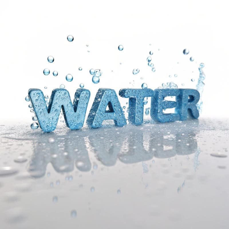 Realistic Water Text with Splash 3D Bubble Font Isolated on White ...