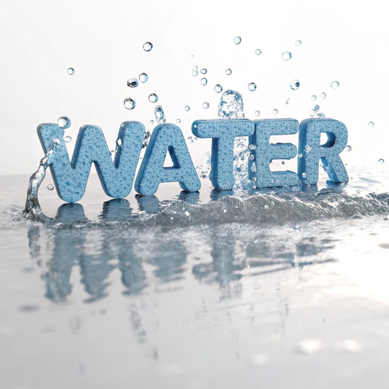 Realistic Water Text with Splash 3D Bubble Font Isolated on White ...