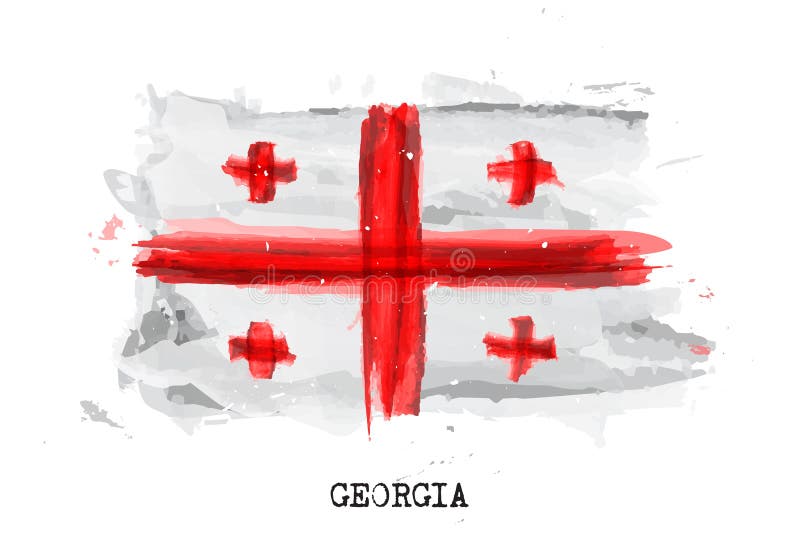 Realistic Watercolor Painting Flag of Georgia . Vector Stock Vector ...