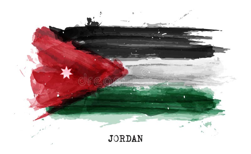 Realistic Watercolor Painting Flag of Jordan . Vector Stock Vector ...