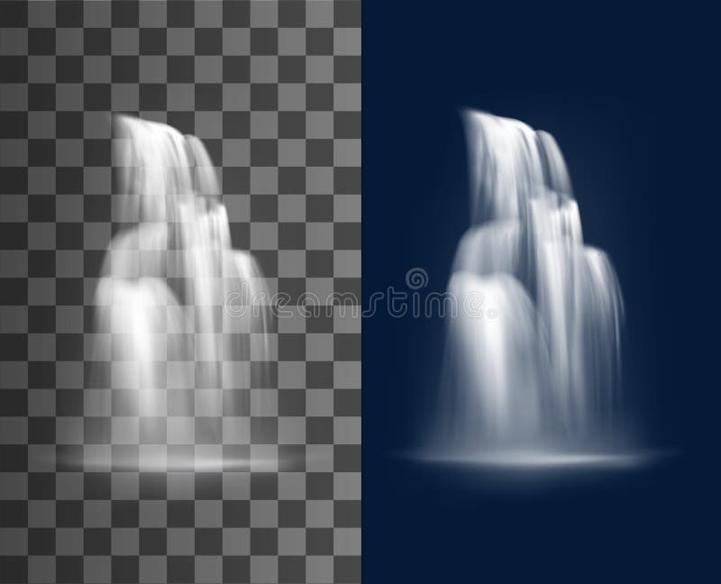 Realistic Waterfall Cascade of Water Falling Flow Stock Vector ...