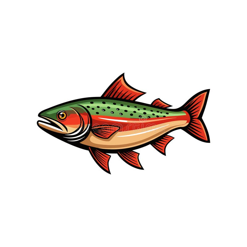 Realistic Waterhead Salmon Illustration in Natural Habitat Stock Image ...