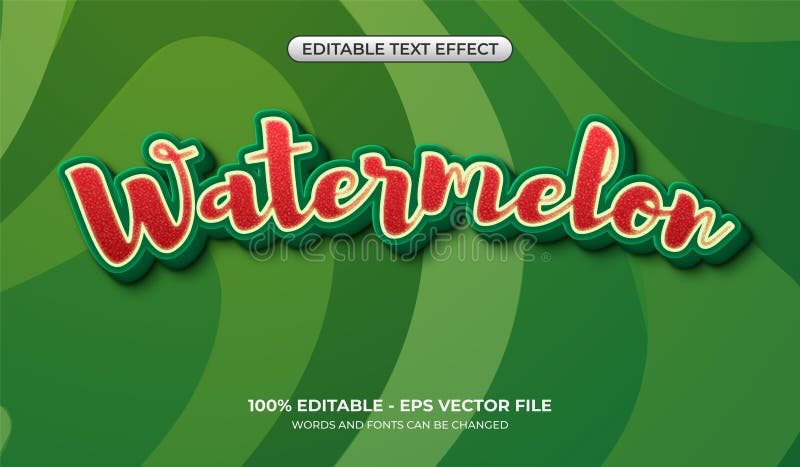 Realistic Watermelon Text Effect. Editable Red, Green, and White Font ...