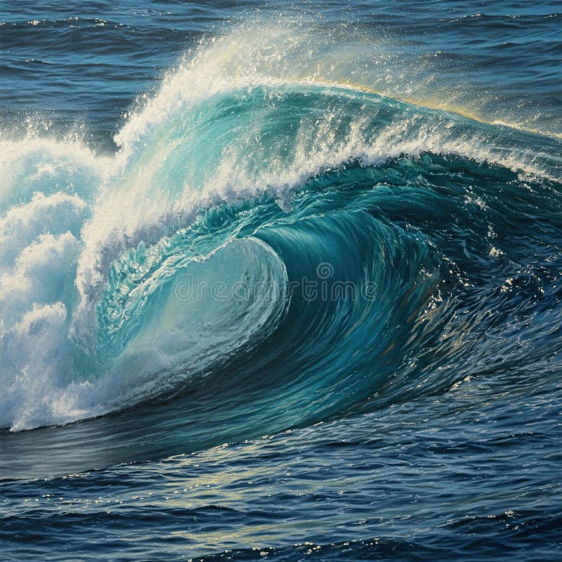 Realistic Wave Explosion in Deep Ocean Stock Illustration ...