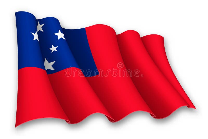 Realistic Waving Flag of Samoa Stock Vector - Illustration of ...