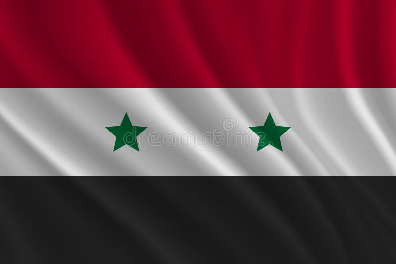 Realistic Waving Flag of Syria Swaying in Wind. Silk Wavy Syria Flag ...