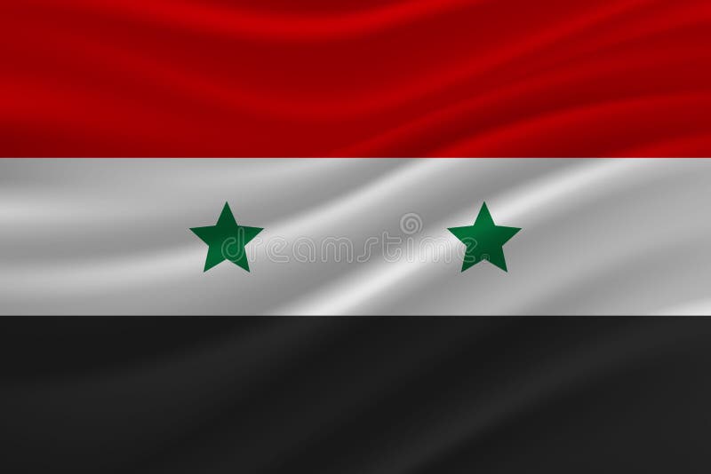 Realistic Waving Flag of Syria Swaying in Wind. Silk Wavy Syria Flag ...