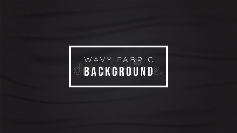 Realistic Wavy Black Fabric Texture Background Stock Vector ...
