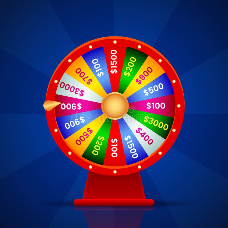 Realistic Wheel of Fortune on Blue Background with Shadow. Stock Vector ...