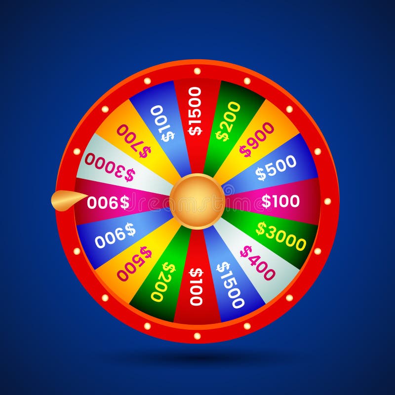 Realistic Wheel of Fortune on Blue Background with Shadow Stock ...