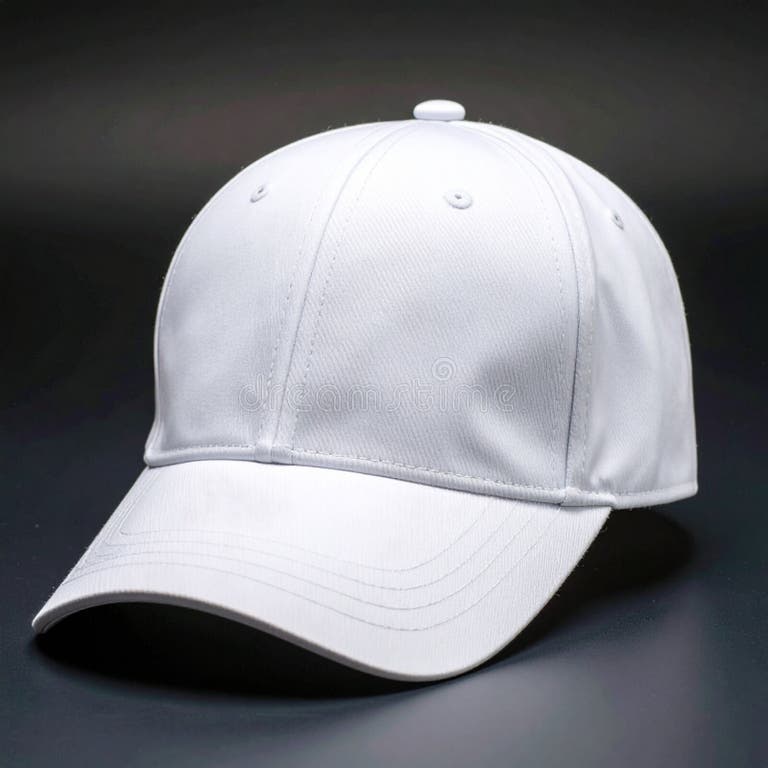 Realistic White Baseball Cap Front View Smooth Wrinkle Free Fabric ...