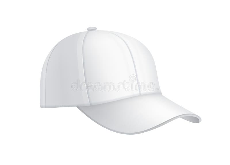Realistic White Baseball Cap Template Mockup. Vector Stock Vector ...