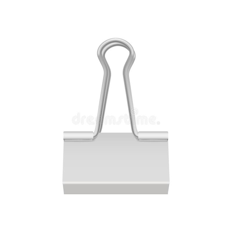 Realistic White Binder Paper Clip. Office Stationery 3D Icon Stock ...