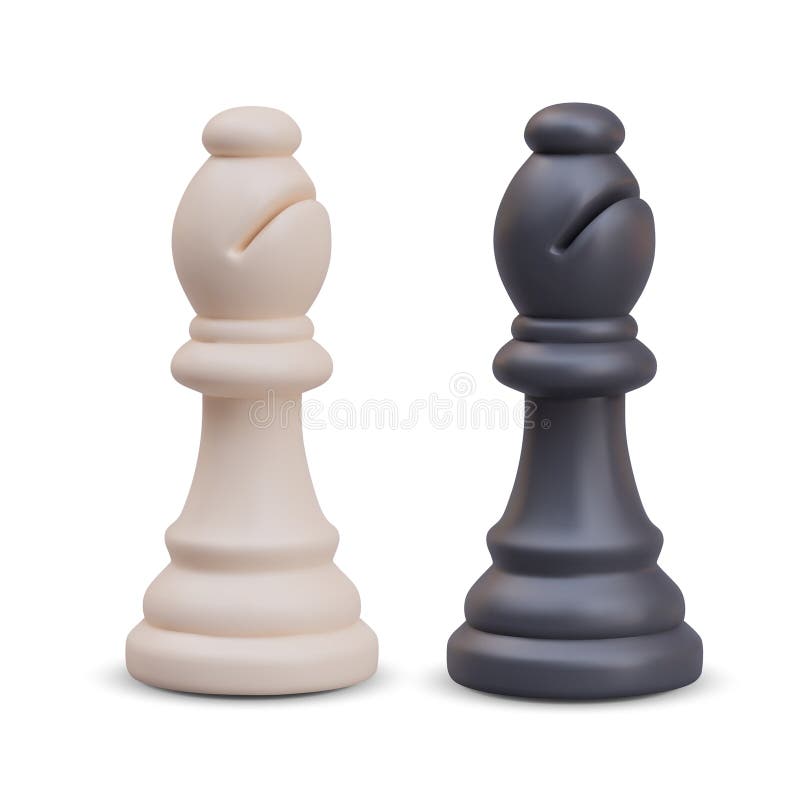 Realistic White and Black Chess Bishop. Vector Templates for Lessons ...
