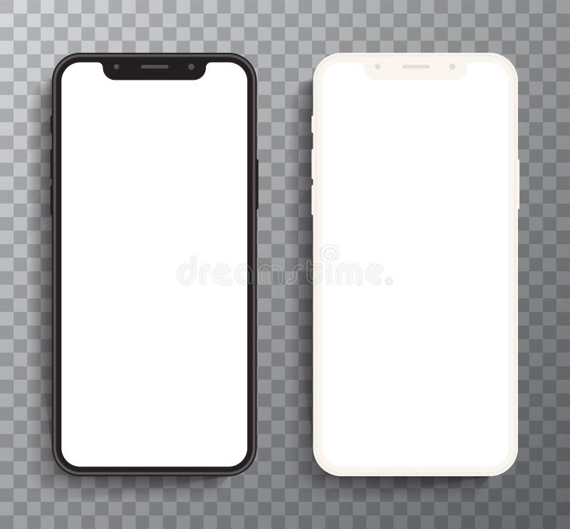 Realistic White and Black Smartphone the Shape of a Modern Mobile Phone ...