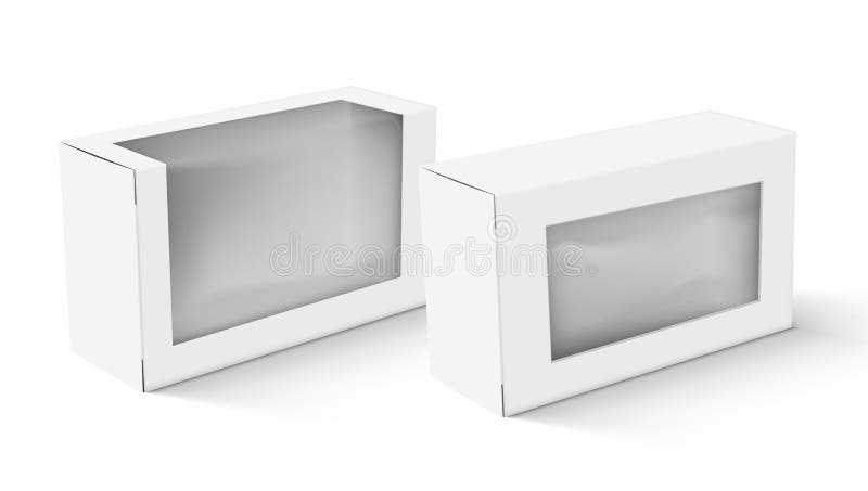Realistic White Blank Cardboard Take Away Box Packaging with Plastic ...