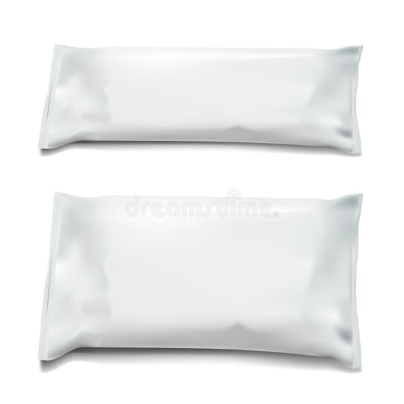 Realistic White Blank Flow Pack Package Stock Illustration ...