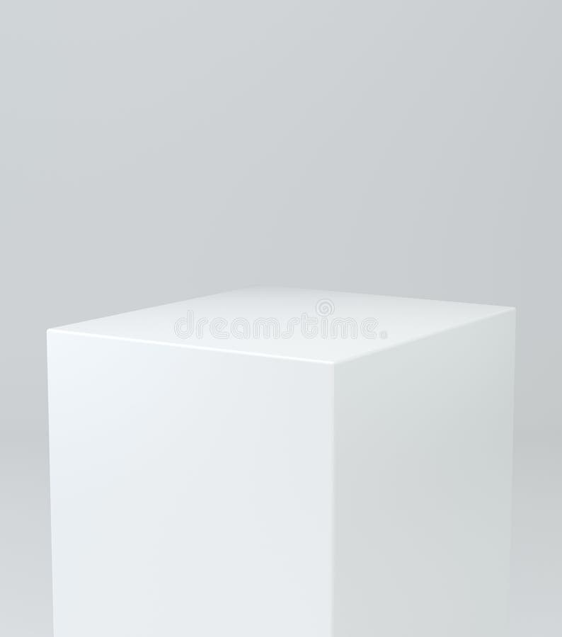 Realistic White Box, Cube, Podium or Blank Pedestal. White Platform. 3d ...