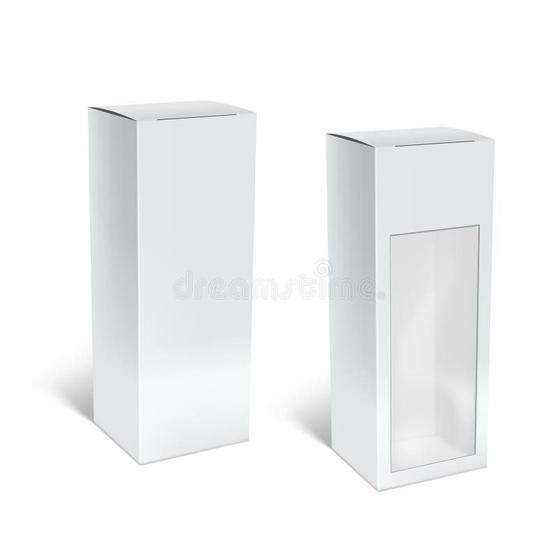Realistic White Cardboard Box with Plastic Window Stock Illustration ...