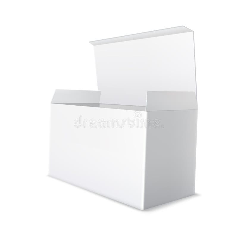 Realistic White Cardboard Package. Open, Empty Blank Box Stock Vector ...