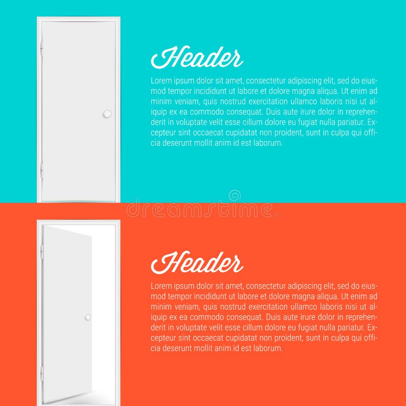 Realistic White Closed and Open Doors with Frame Isolated on Neon ...