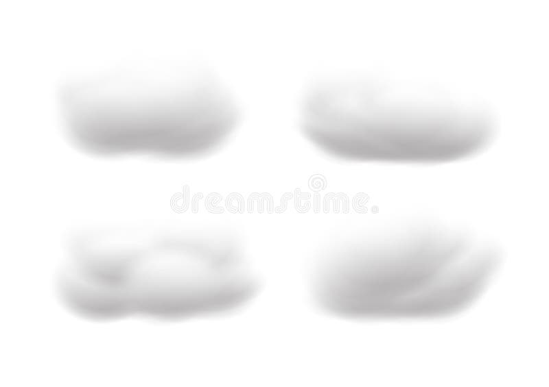 Realistic White Cloud Vectors Isolated on White Background, Cotton Wool ...