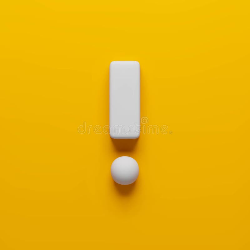 Realistic White Exclamation Mark, Notification Symbol on Yellow Stock ...