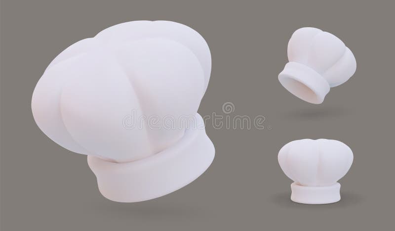Realistic White Fabric Chef Hat. View from Different Sides Stock Vector ...
