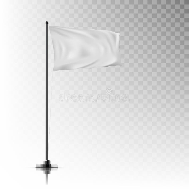 Realistic White Flag on Steel Pole on Background Stock Vector ...