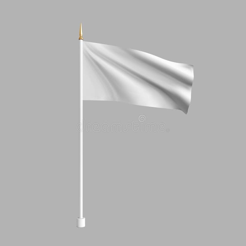 Realistic White Flag Waving in the Wind. 3D Advertising Textile Vector ...