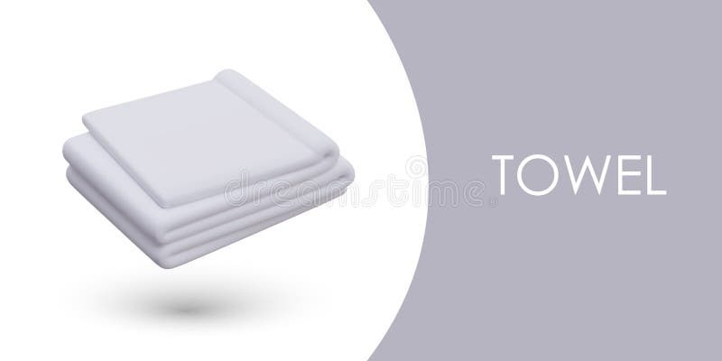 Realistic White Folded Bath Towel, Top View. Absorbent Fabric for ...