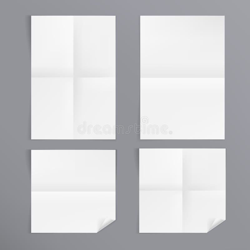 Realistic White Folded Paper with Curled Corner Stock Illustration ...