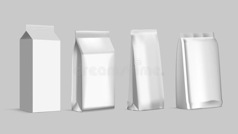 Realistic White Food Paper Package Template Set Stock Vector ...