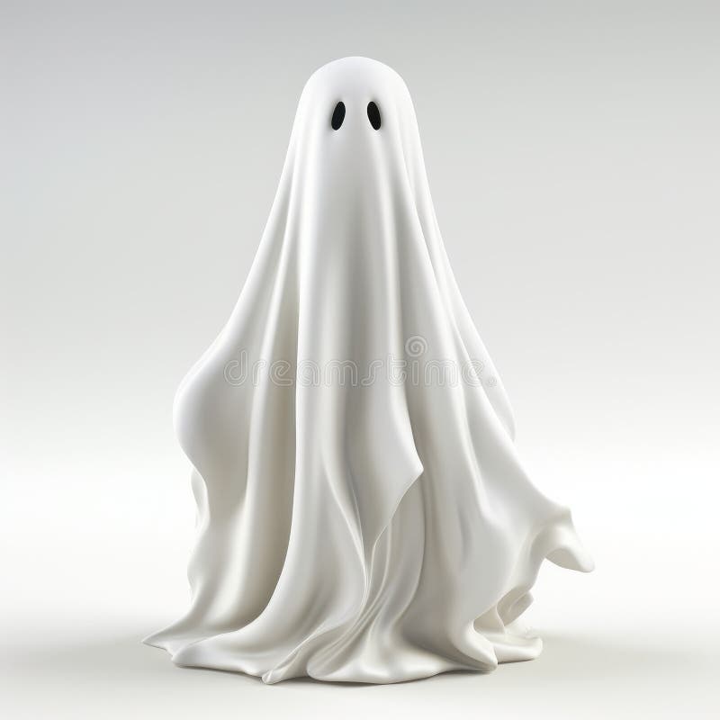 Realistic White Ghost Standup Figurine with Emphasis on Negative Space ...